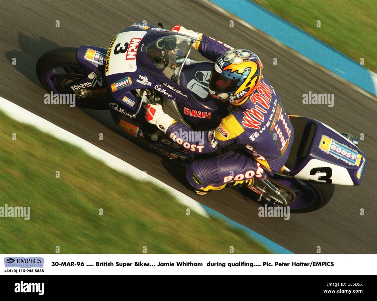 Motor Racing - British Super Bikes at Donnington. Jamie Whitham during ...