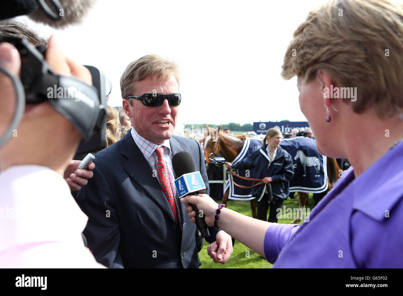 Channel 4 Racing Presenter Clare Balding conducts a interview in the ...