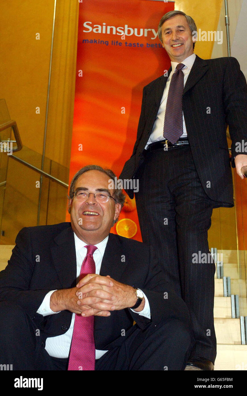 Sainsbury's CEO Sir Peter Davis (front) and Finance Director Roger ...