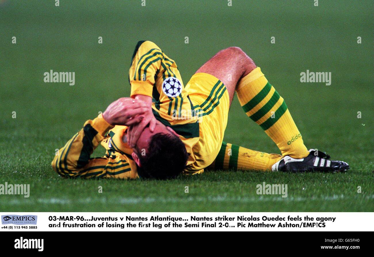 03-APR-96. Juventus v Nantes Atlantique. Nantes striker Nicolas Ouedec ...
