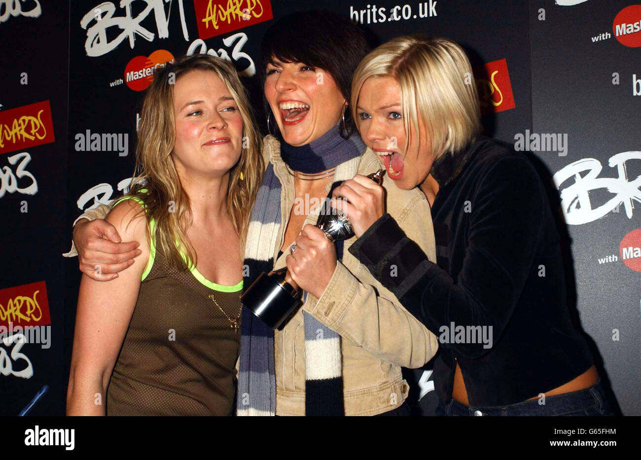 Host for the ceremony TV presenter Davina McCall (centre) with Edith ...