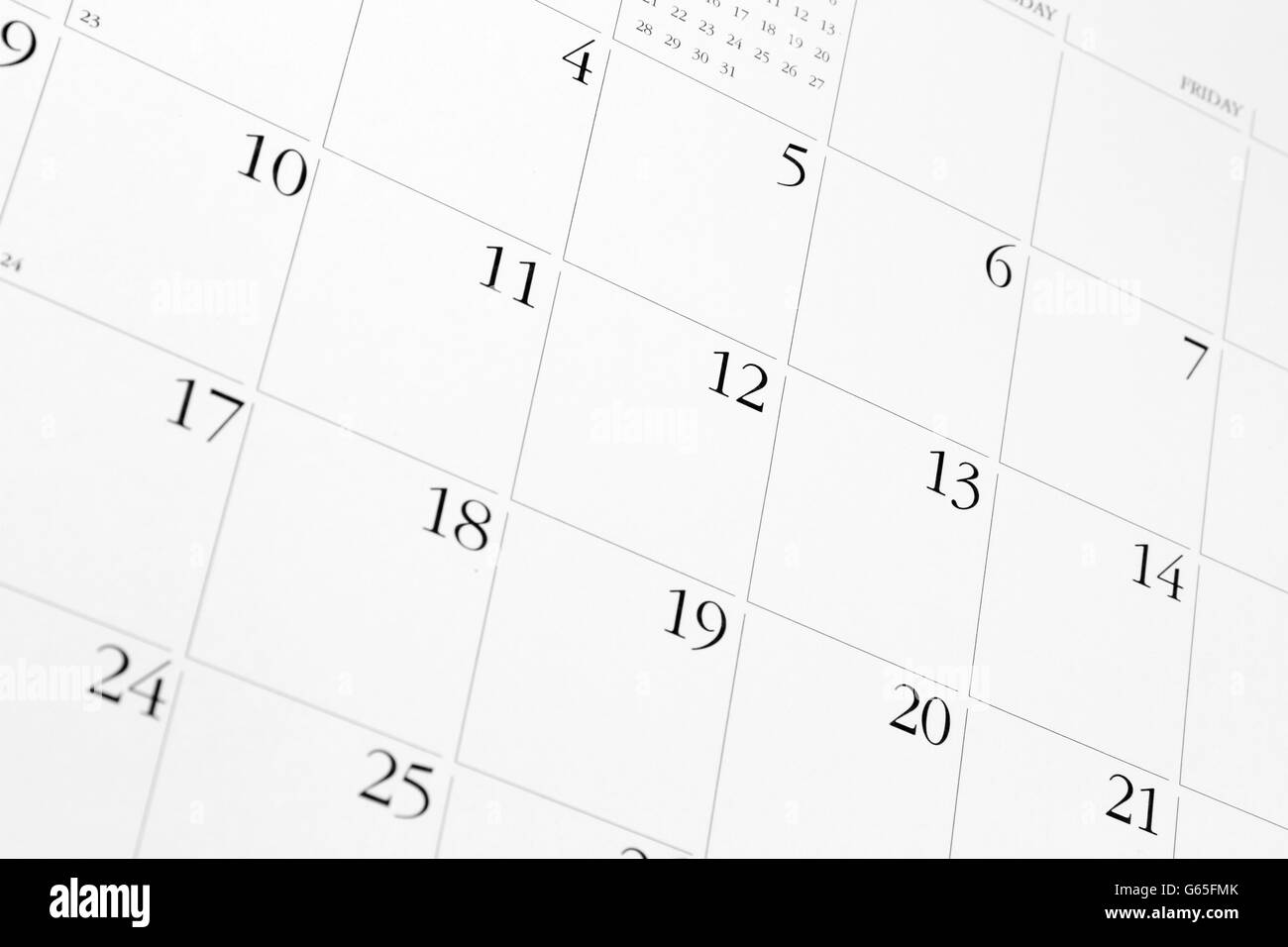 Days of the week calendar Black and White Stock Photos & Images - Alamy