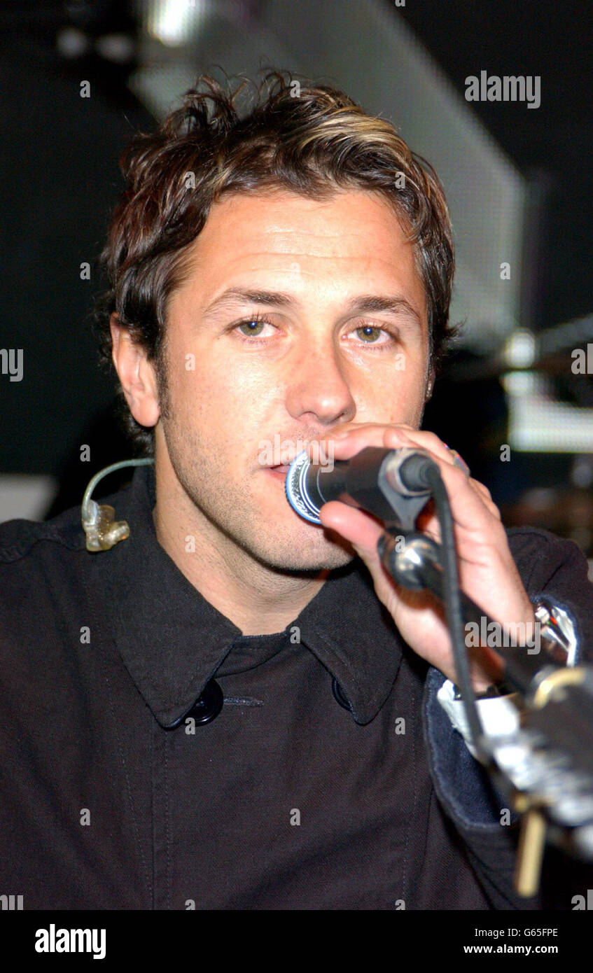 Grant Nicholas, lead singer of the band Feeder performing a live set at ...