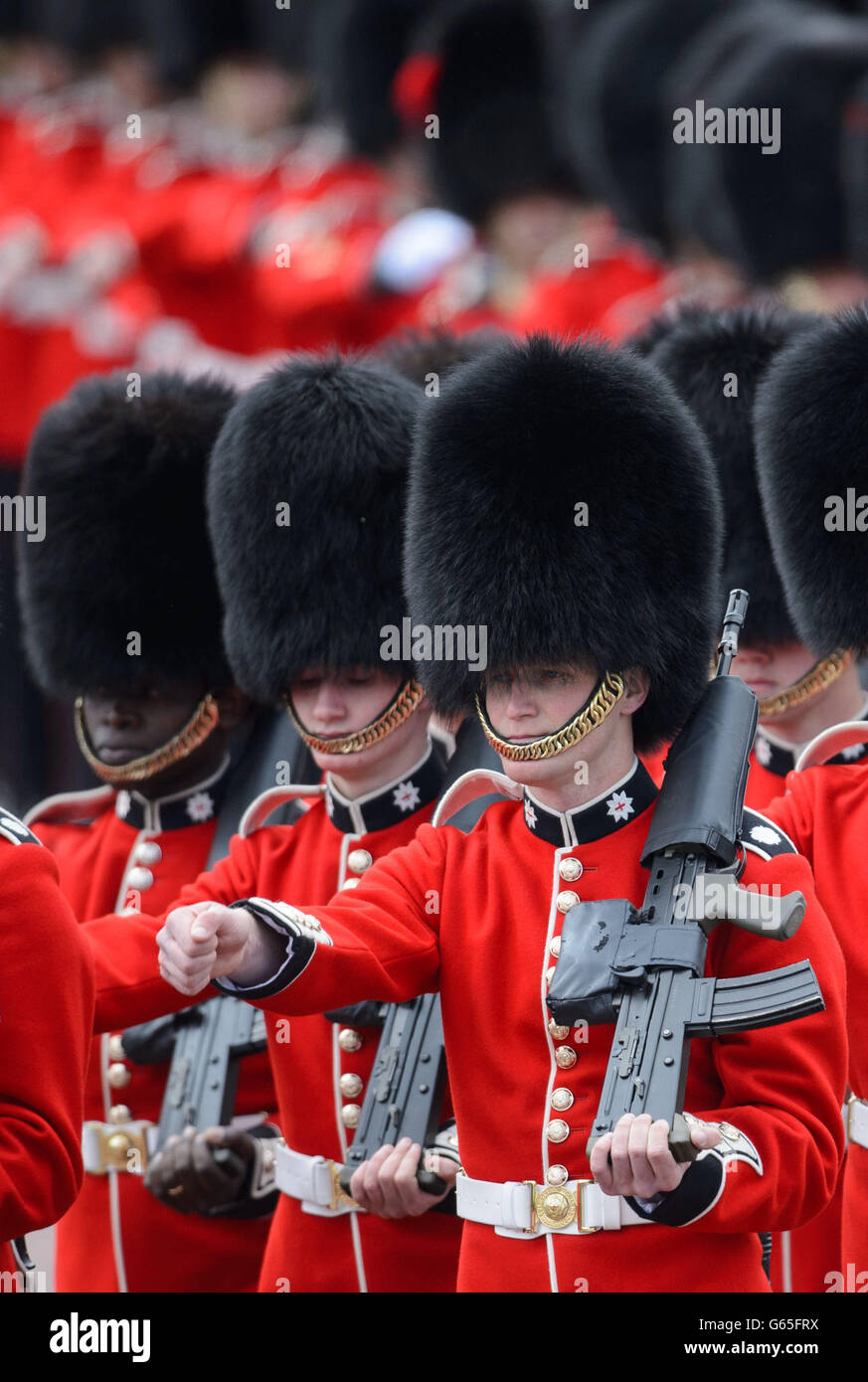 Troops of the Coldstream Guards during the Colonel's Review, the final ...