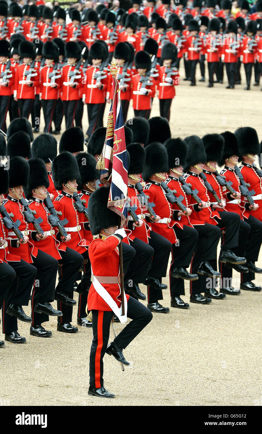 Guards Regiments Trooping the Colour before being marched past the ...
