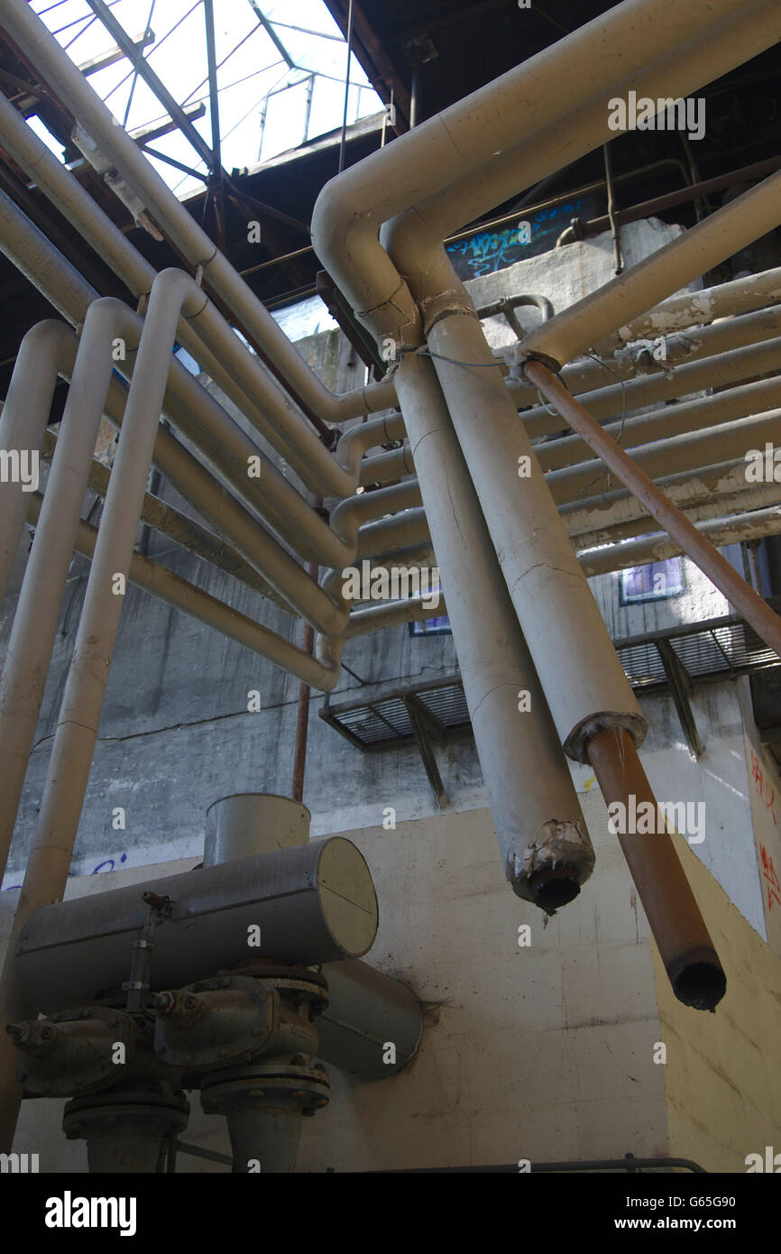 Pipes in a derelict factory in Leipzig, Germany Stock Photo - Alamy