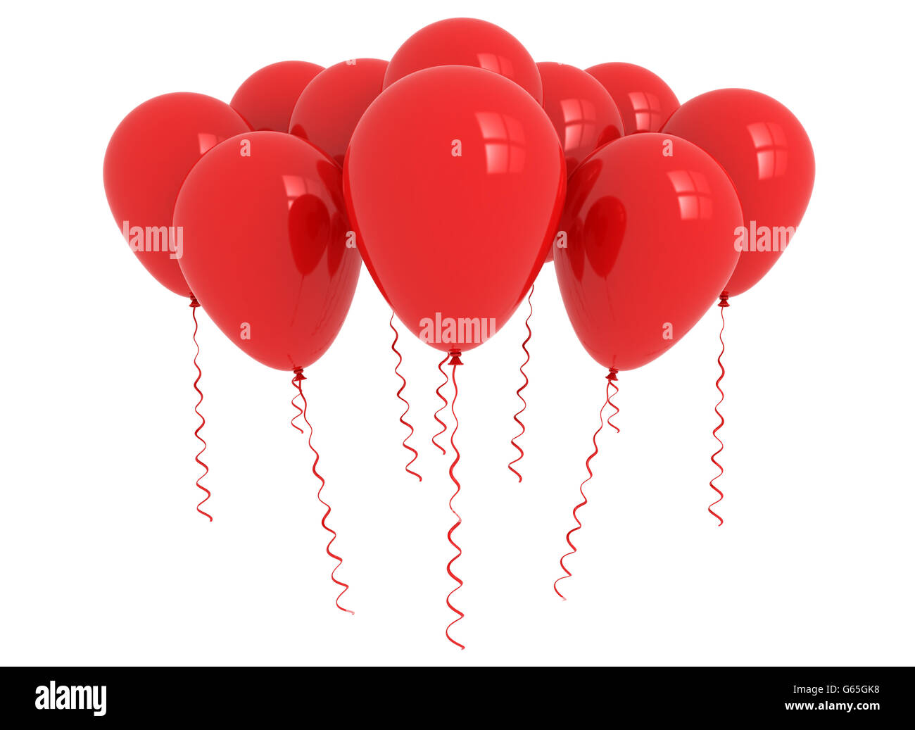 Red party balloons bunch isolated on white background Stock Photo - Alamy