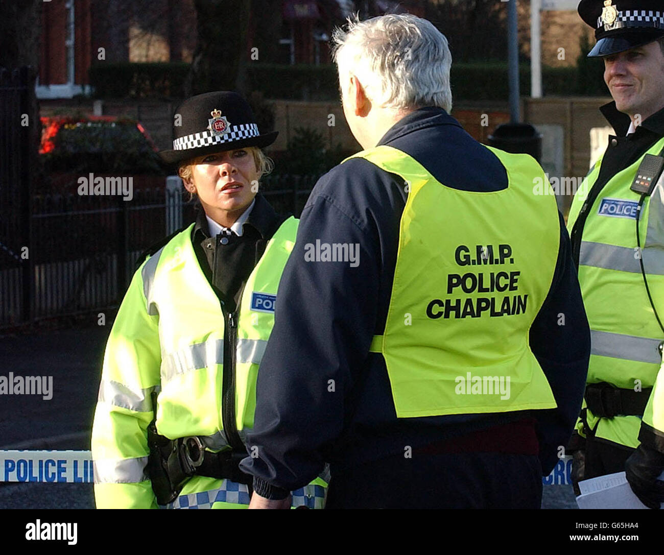 The Greater Manchester Police Chaplain talks to Police officers at the ...