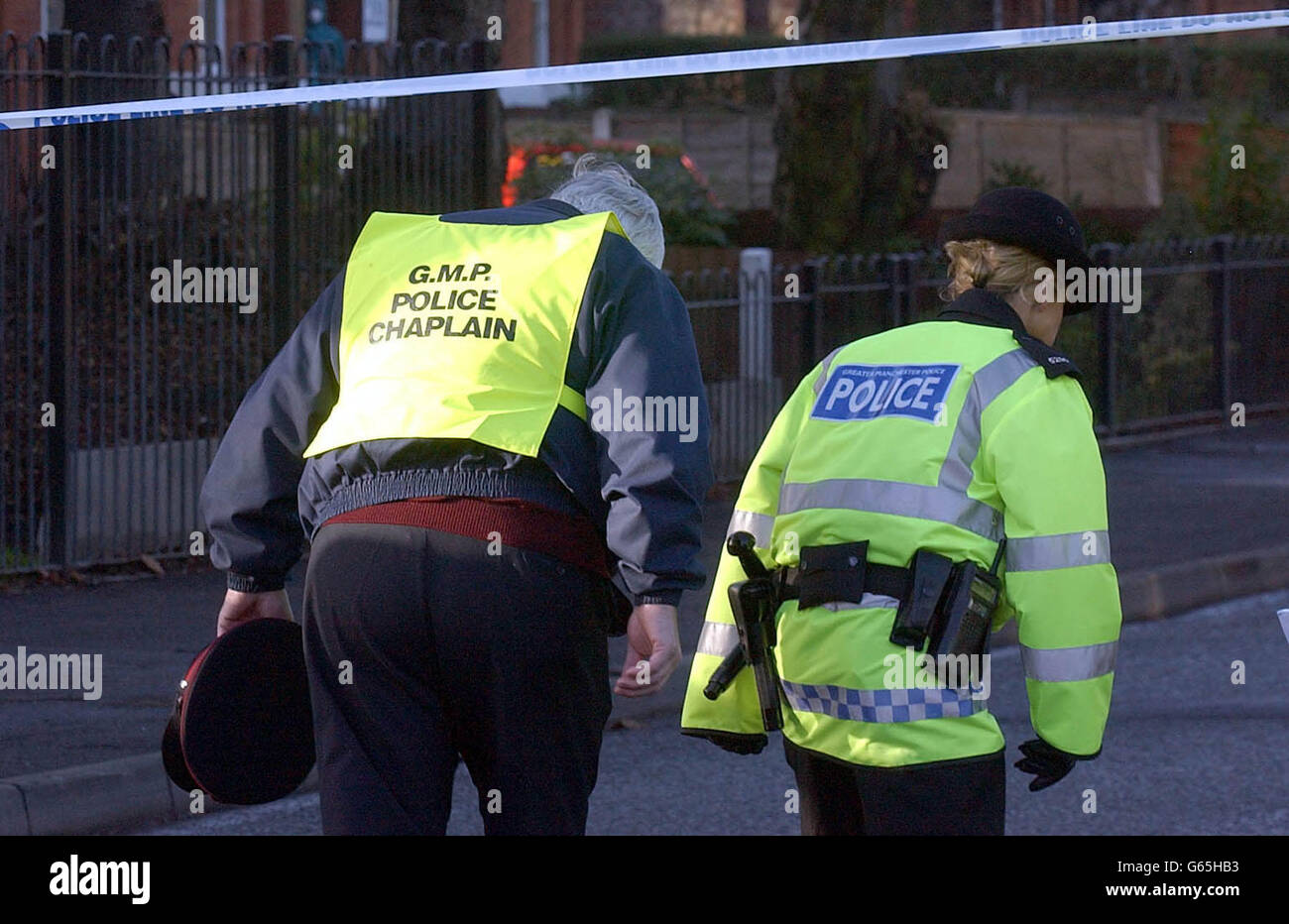 The Greater Manchester Police Chaplain arrives at Crumpsall Lane in ...