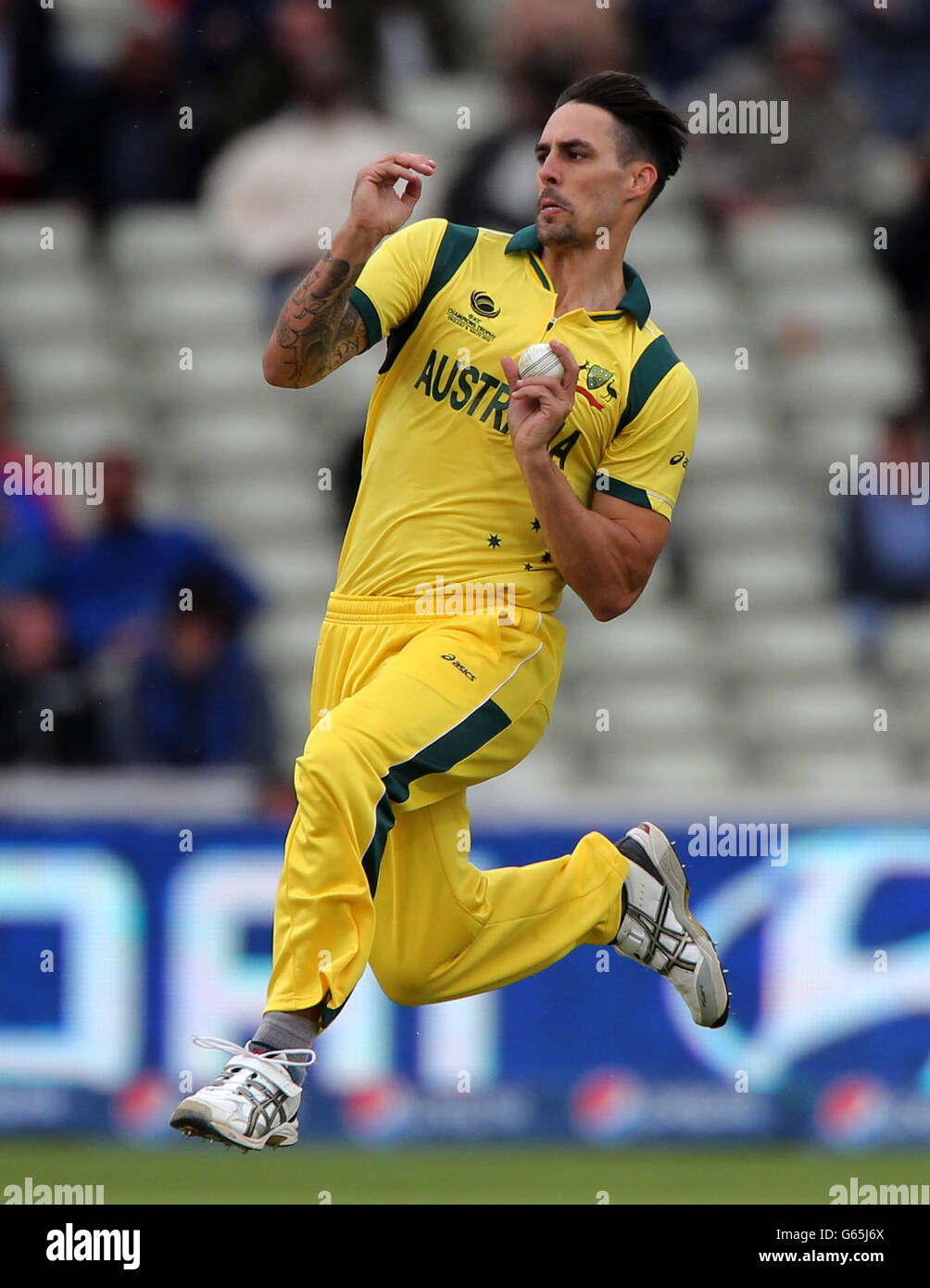 Australia bowler Mitchell Johnson during the ICC Champions Trophy match ...
