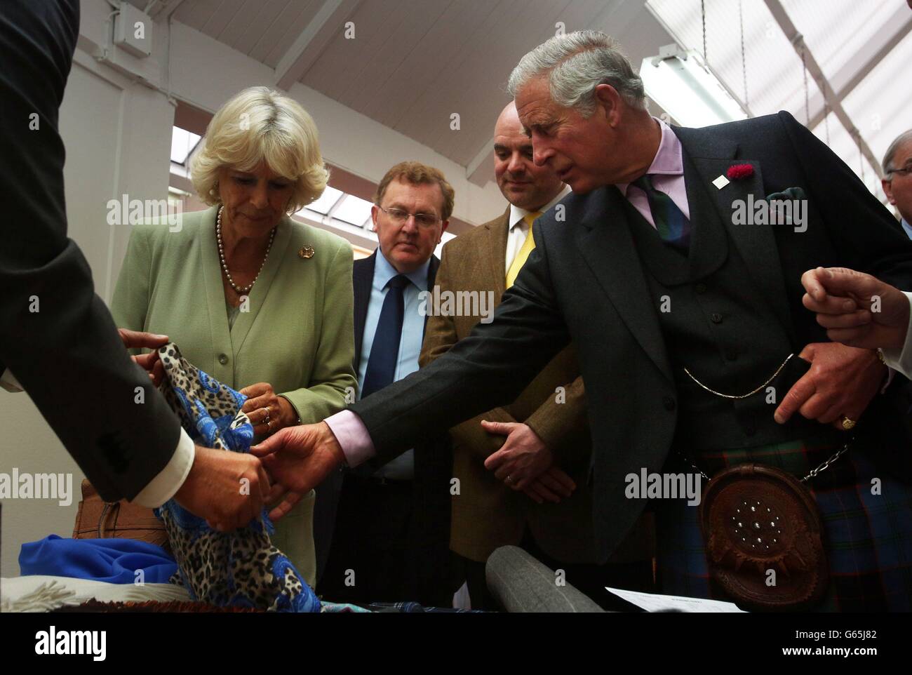 The Prince of Wales during a visit to the Robert Noble mill where he ...