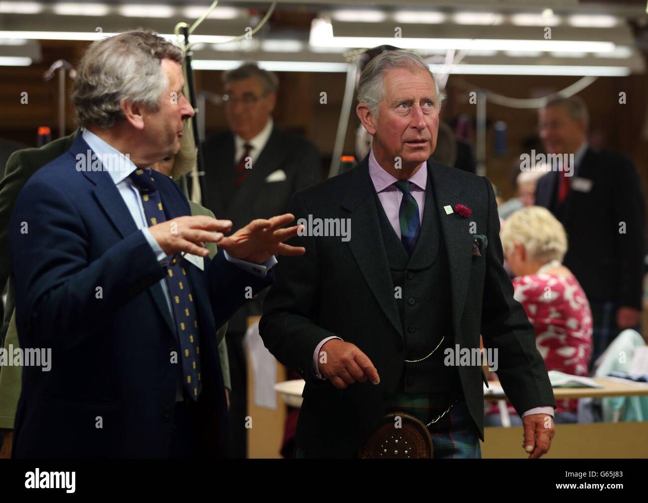 The Prince of Wales during a visit to the Robert Noble mill where he ...