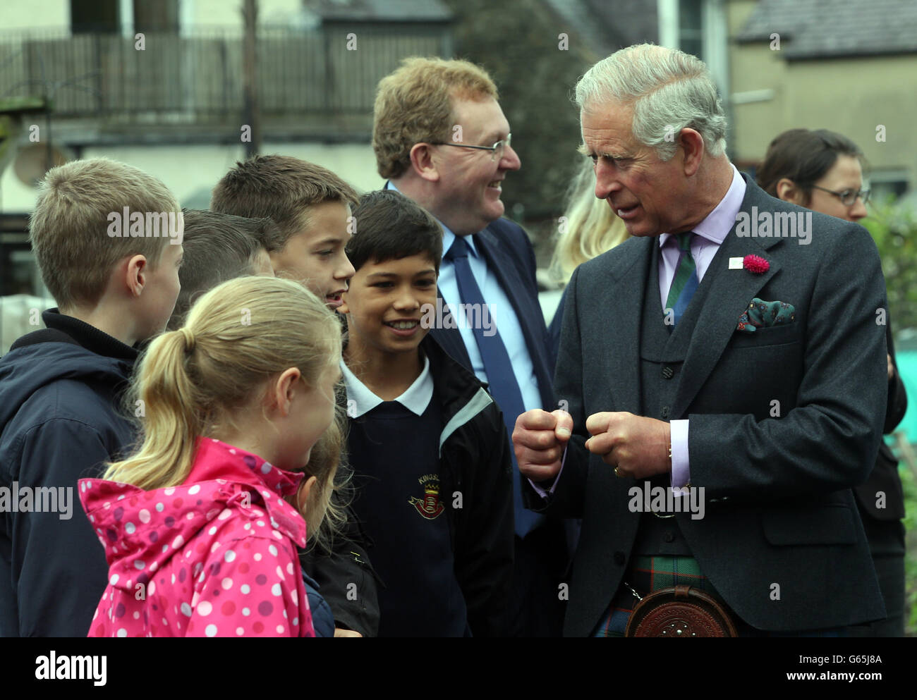 The Prince of Wales during a visit to the Robert Noble mill where he ...