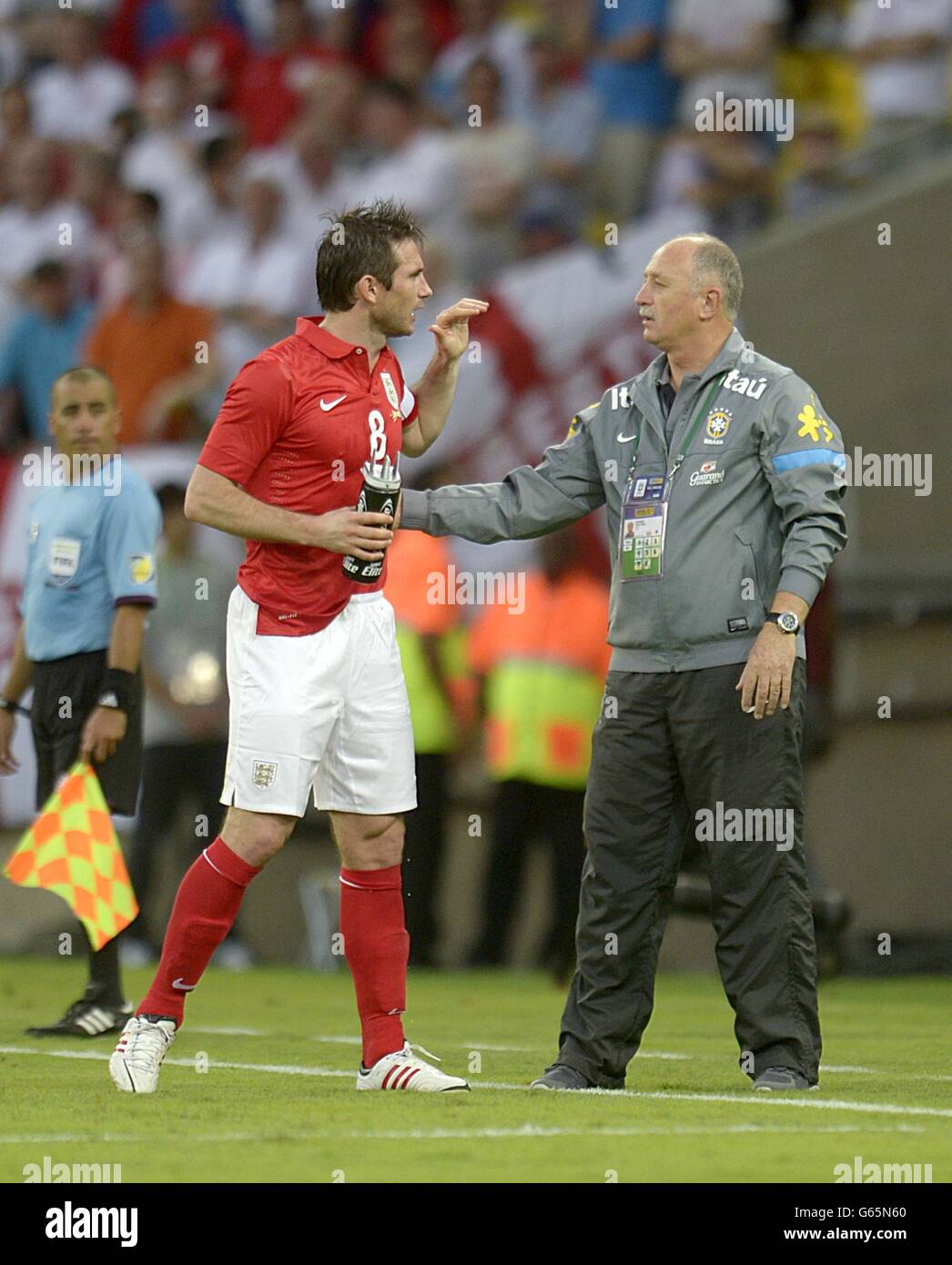 England's Frank Lampard greets his former Chelsea manager, Luiz Felipe ...