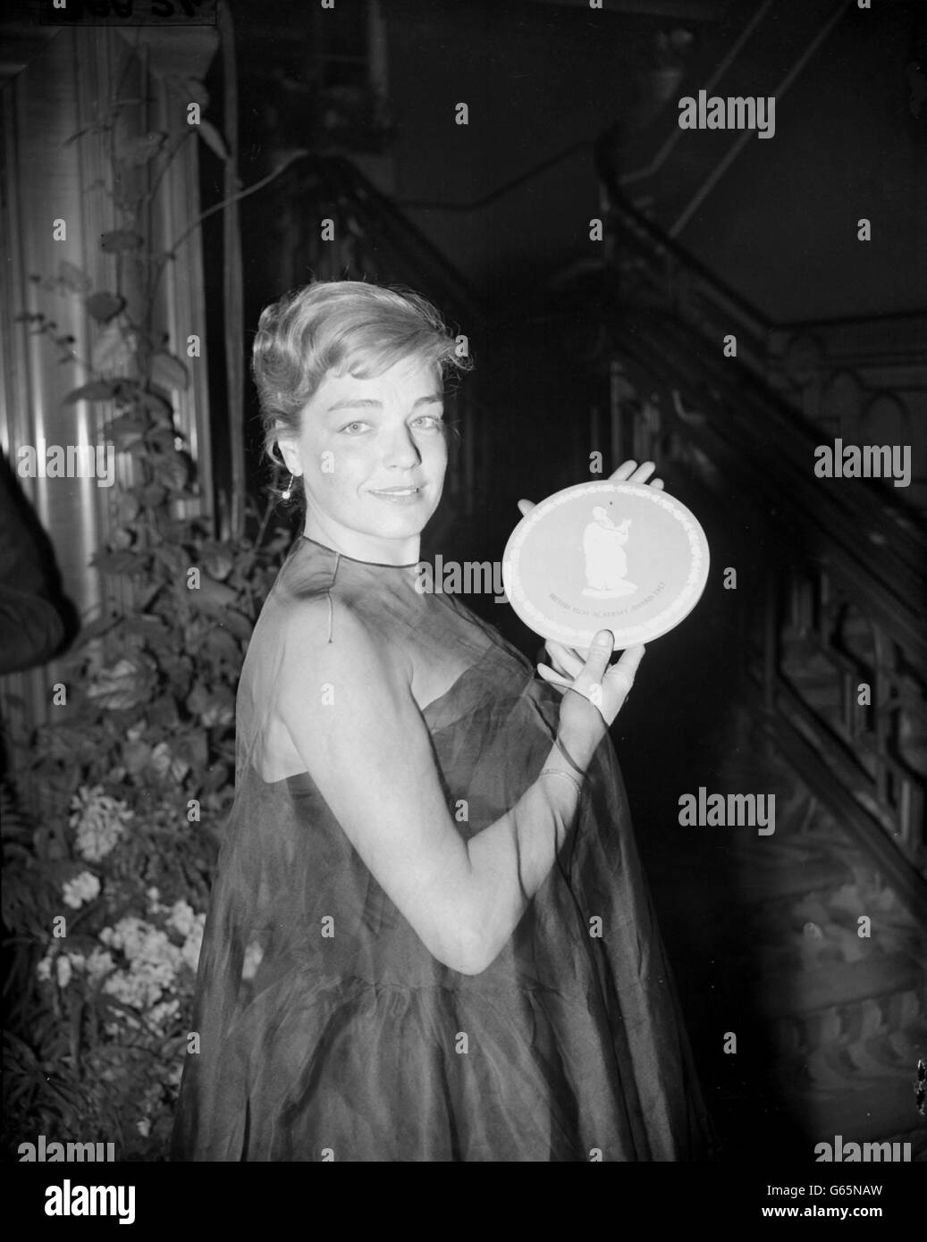 French actress simone signoret is pictured at the odeon theatre hi-res ...