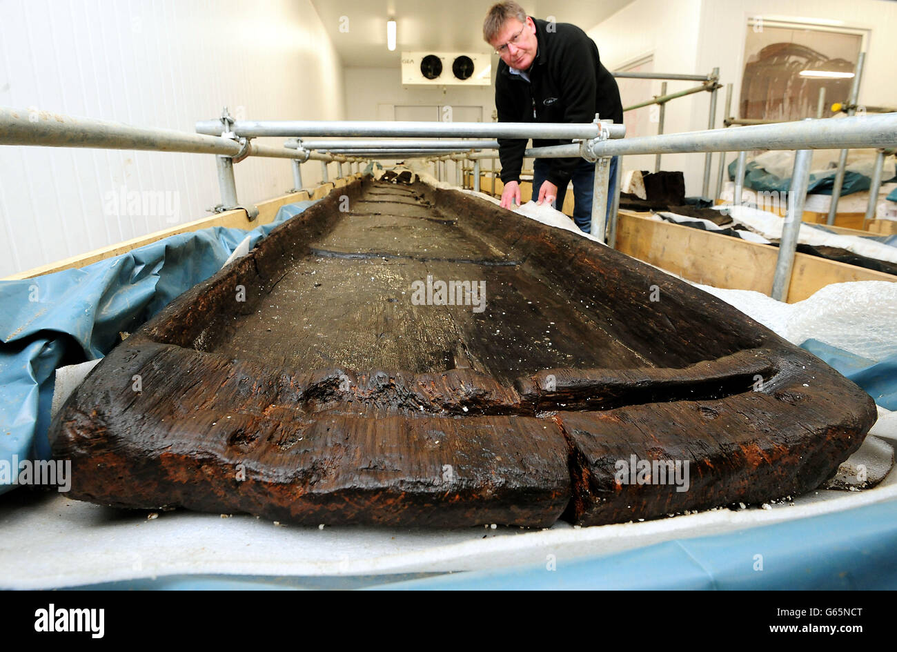 Bronze Age long boats conservation project Stock Photo - Alamy