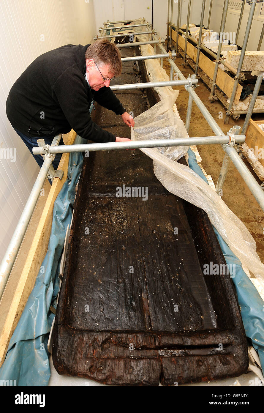 Bronze Age long boats conservation project Stock Photo - Alamy