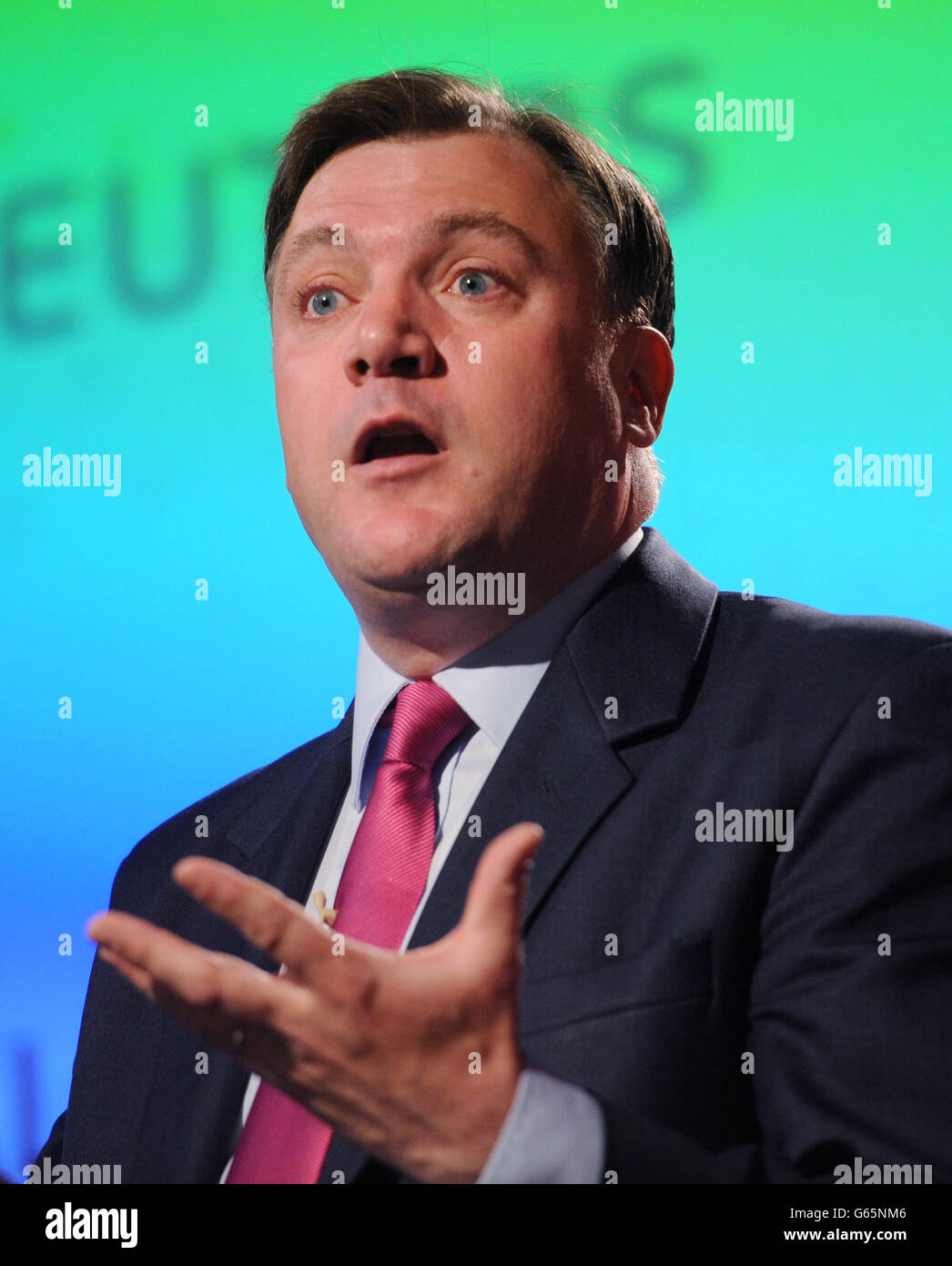Ed Balls speech Stock Photo - Alamy