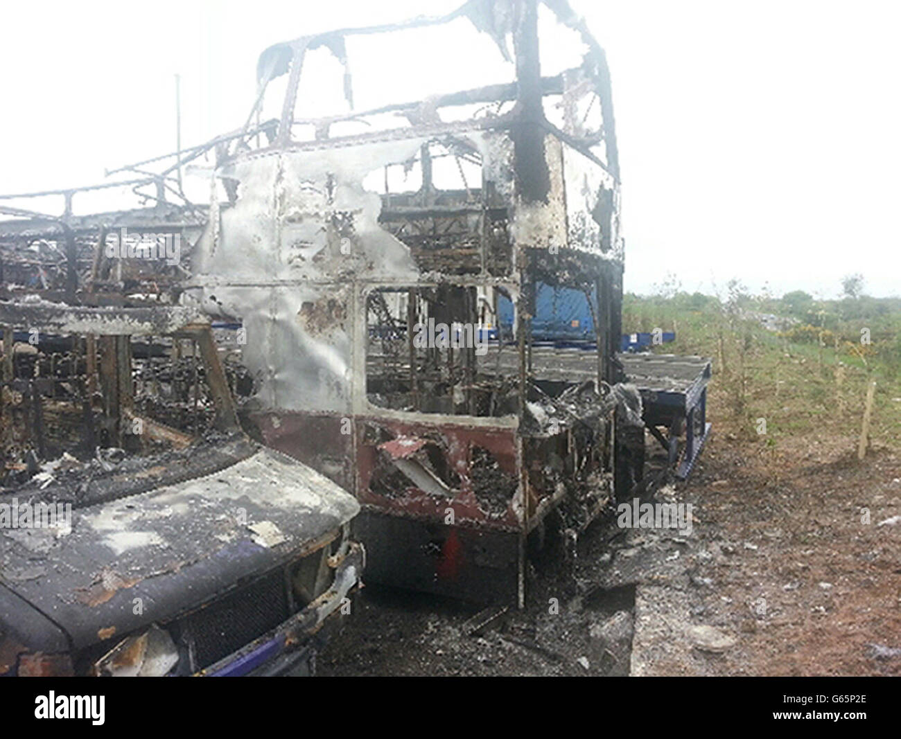 Burnt out bus hi-res stock photography and images - Alamy