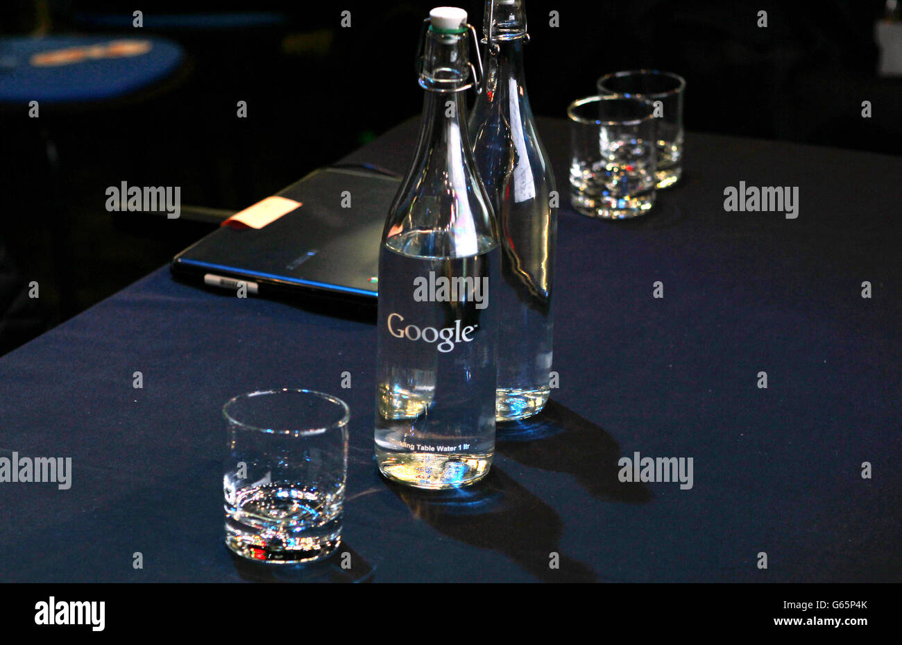 Google stock. A branded bottle of water at Google UK Stock Photo - Alamy