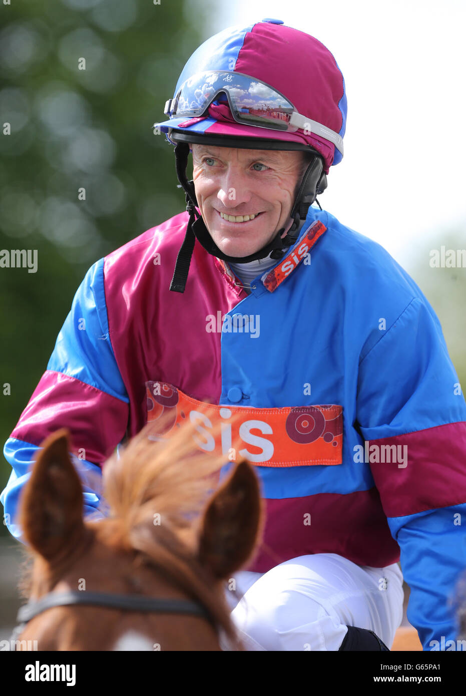 Jockey kieren fallon at leicester racecourse hi-res stock photography ...
