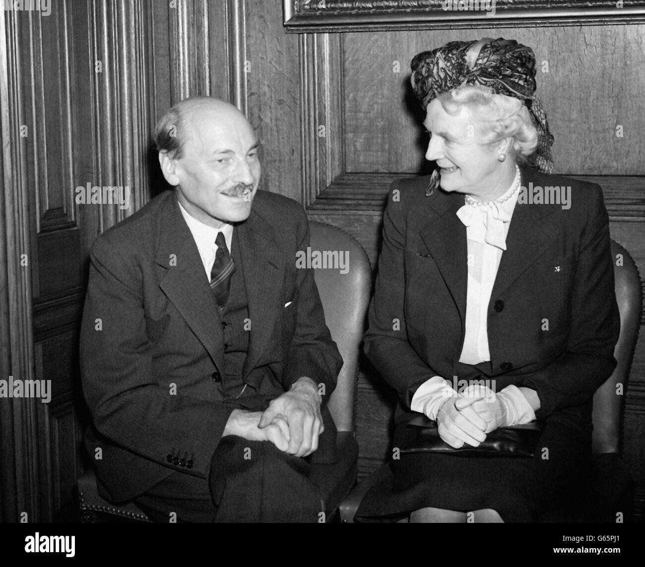 Politics - Clement Attlee and Clementine Churchill Stock Photo - Alamy