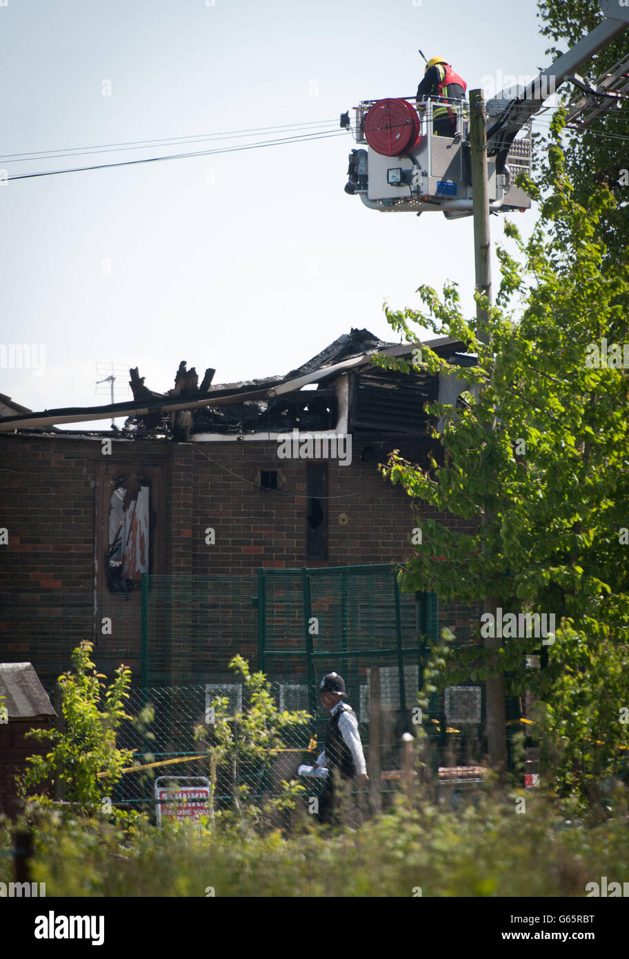The fire damaged Bravanese Centre near Muswell Hill in north London ...