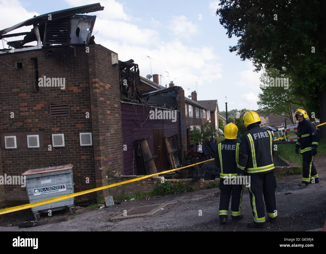 Police probe community centre fire Stock Photo - Alamy