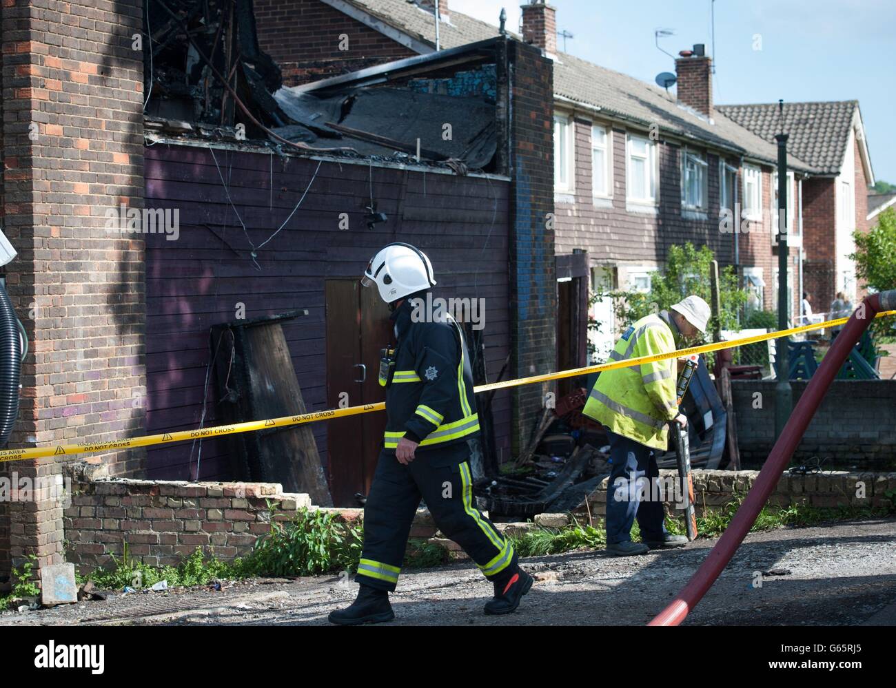 Police probe community centre fire Stock Photo - Alamy