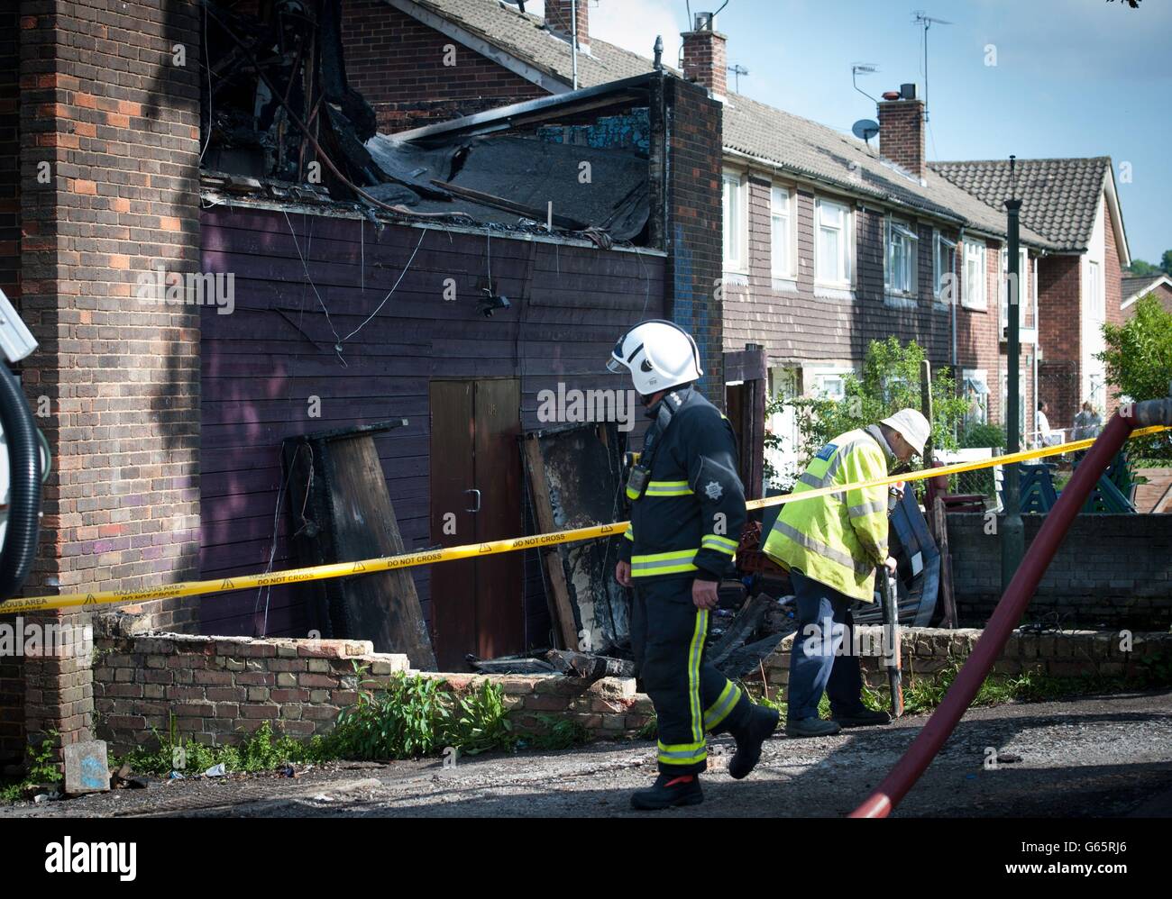 Police probe community centre fire Stock Photo - Alamy