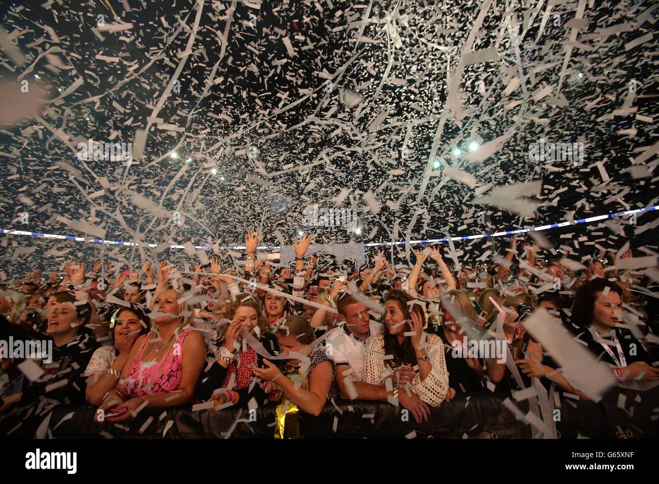 The crowd is covered in paper during Capital FM's Summertime Ball at ...