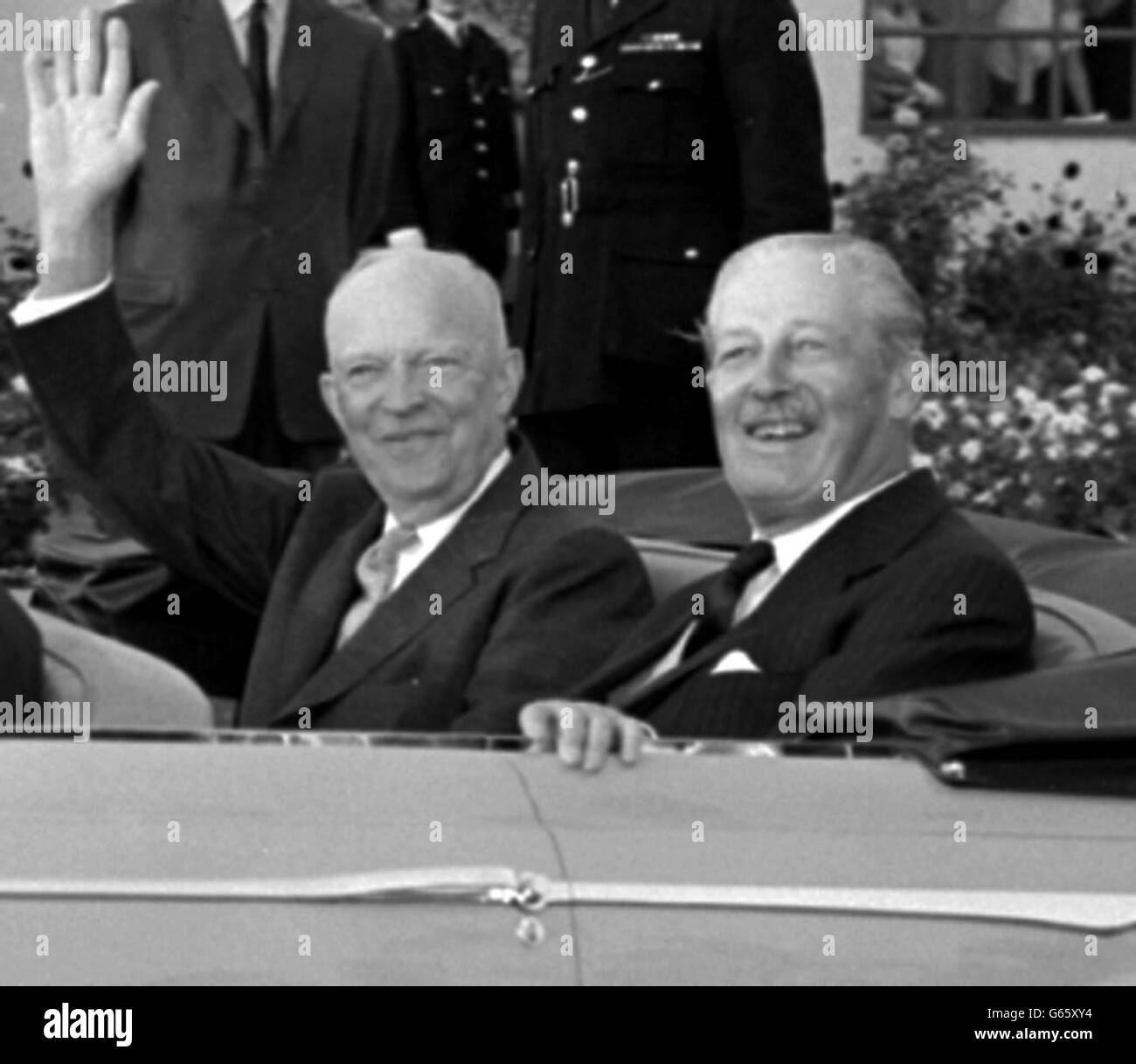 Dwight D. Eisenhower smile and wave of the American President as he ...