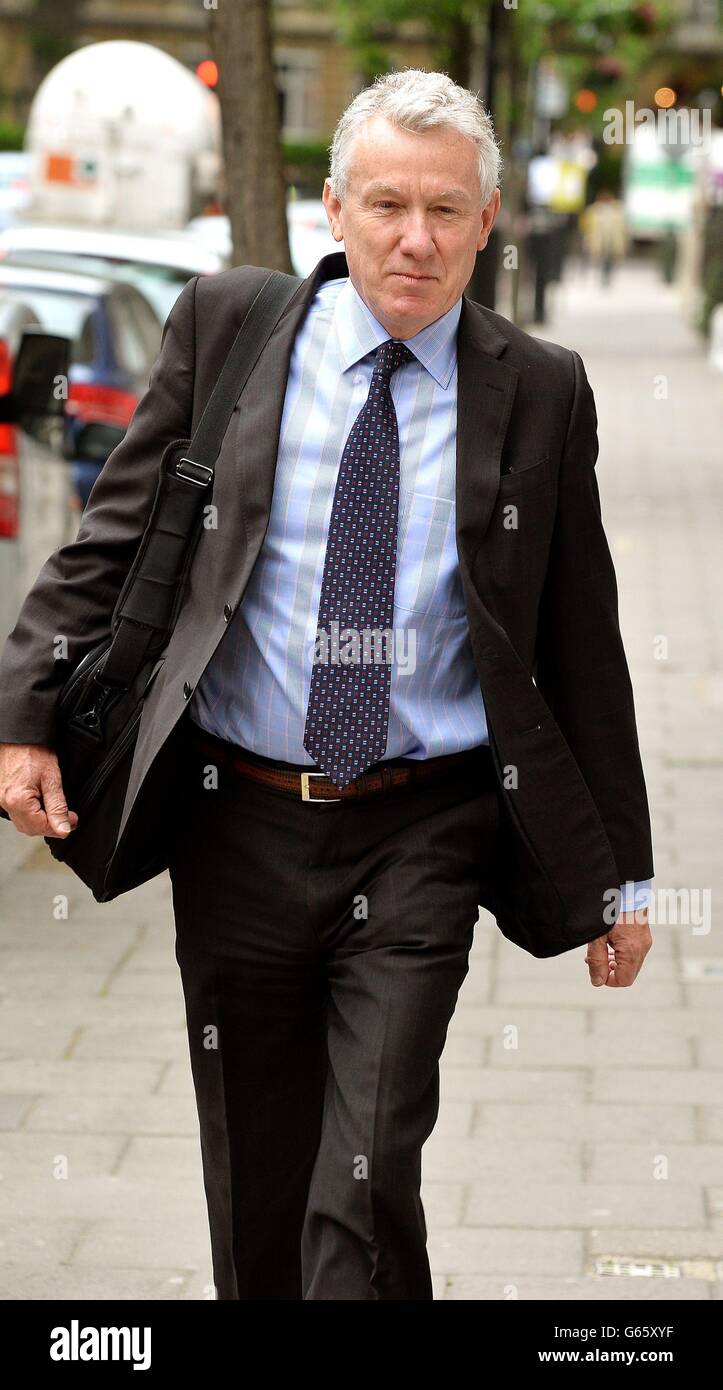 Professor John Cunningham, Physician to the Queen, leaves the London Clinic, where the Duke of ...