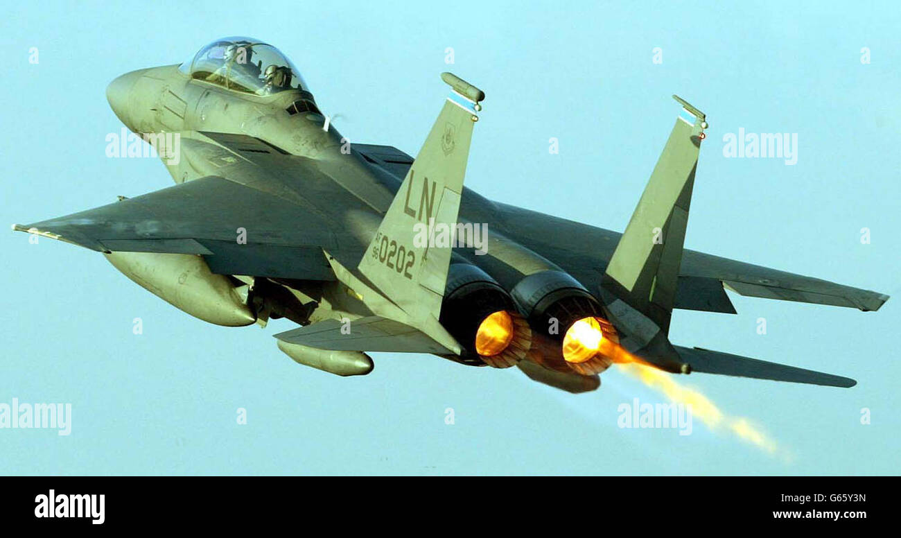 American F15's take off from RAF Lakenheath, Suffolk, to take part in a ...