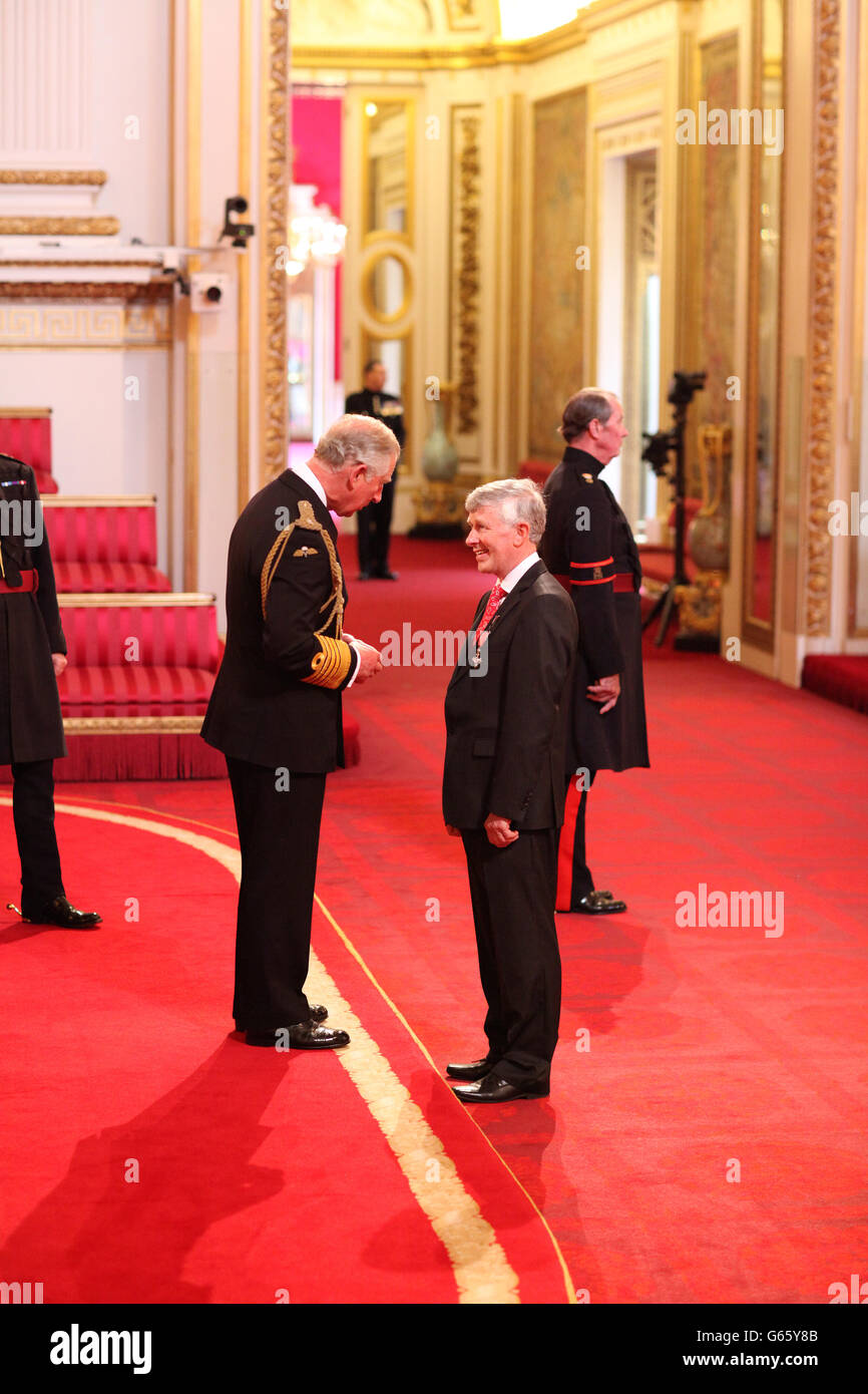 Mr. Kenneth Sharkey is made an MBE by the Prince of Wales at Buckingham ...