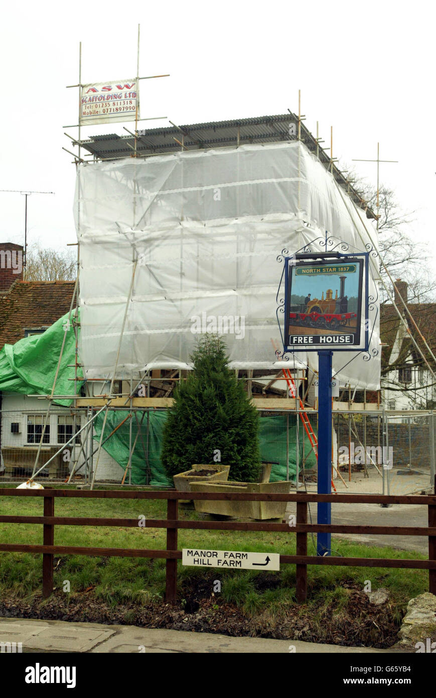 The North Star pub in Steventon, Oxfordshire stands encased in ...