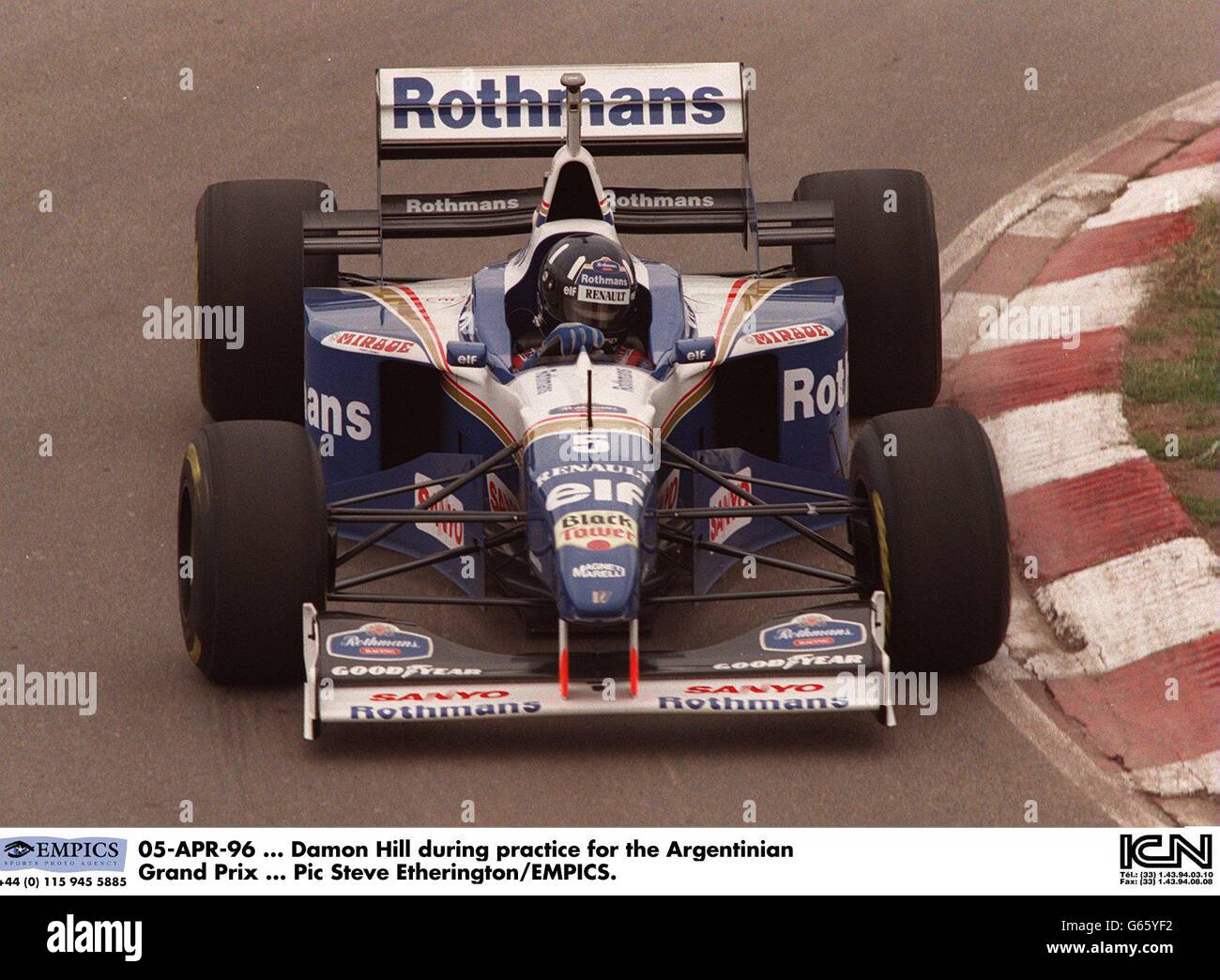 05 apr 96 damon hill during practice for the argentinian grand prix hi ...