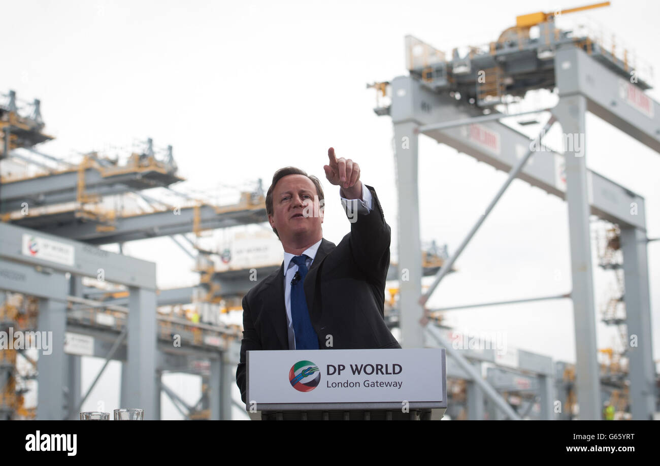Prime Minister David Cameron delivers a speech to workers at the new ...
