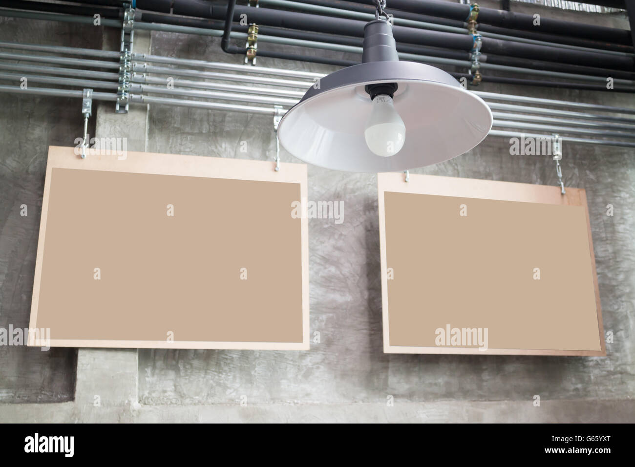 Empty diy sign hanging on ceiling hi-res stock photography and images ...