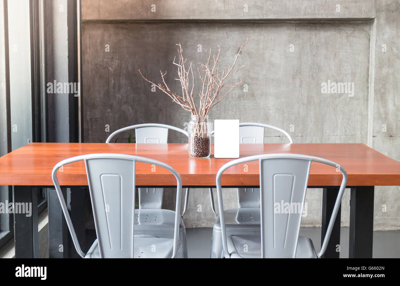 Mock up frame on table in bar restaurant cafe, stock photo Stock Photo ...