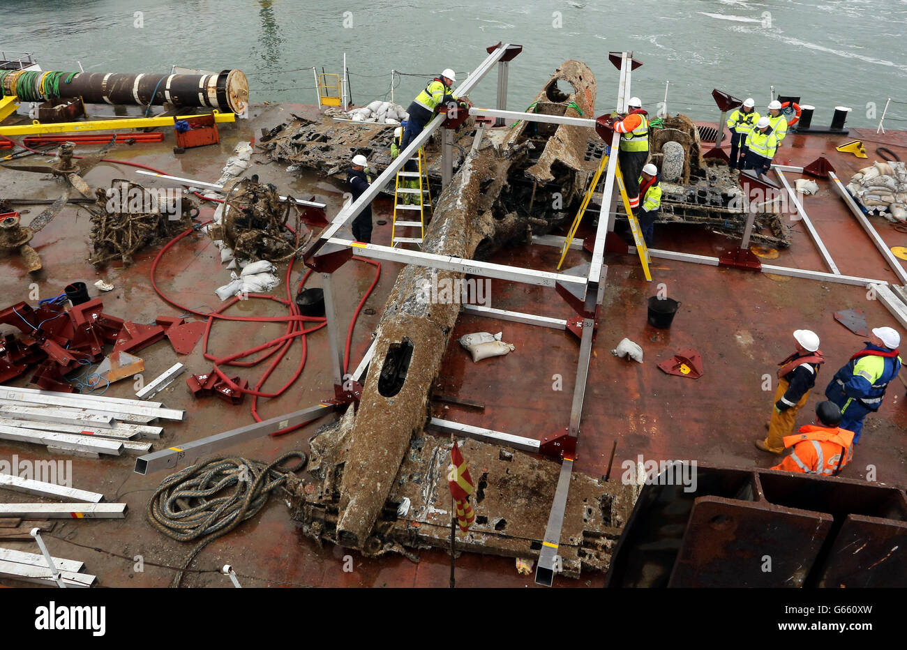 German Bomber raised from Channel Stock Photo - Alamy