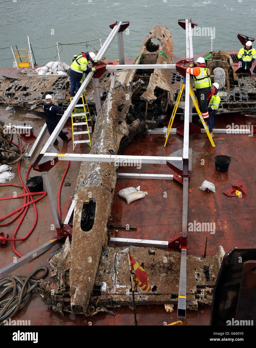 German Bomber raised from Channel Stock Photo - Alamy