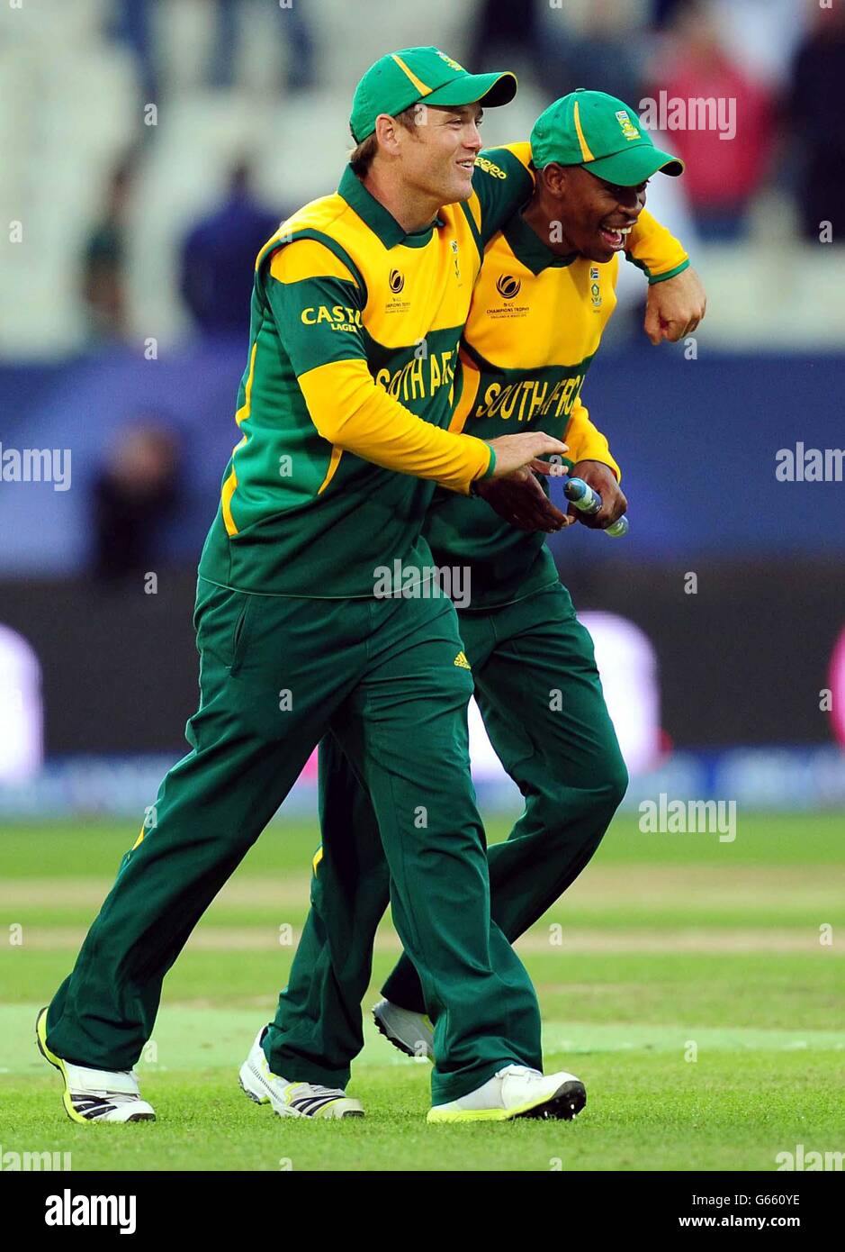South Africa's Colin Ingram (left) and Aaron Phangiso during the ICC ...