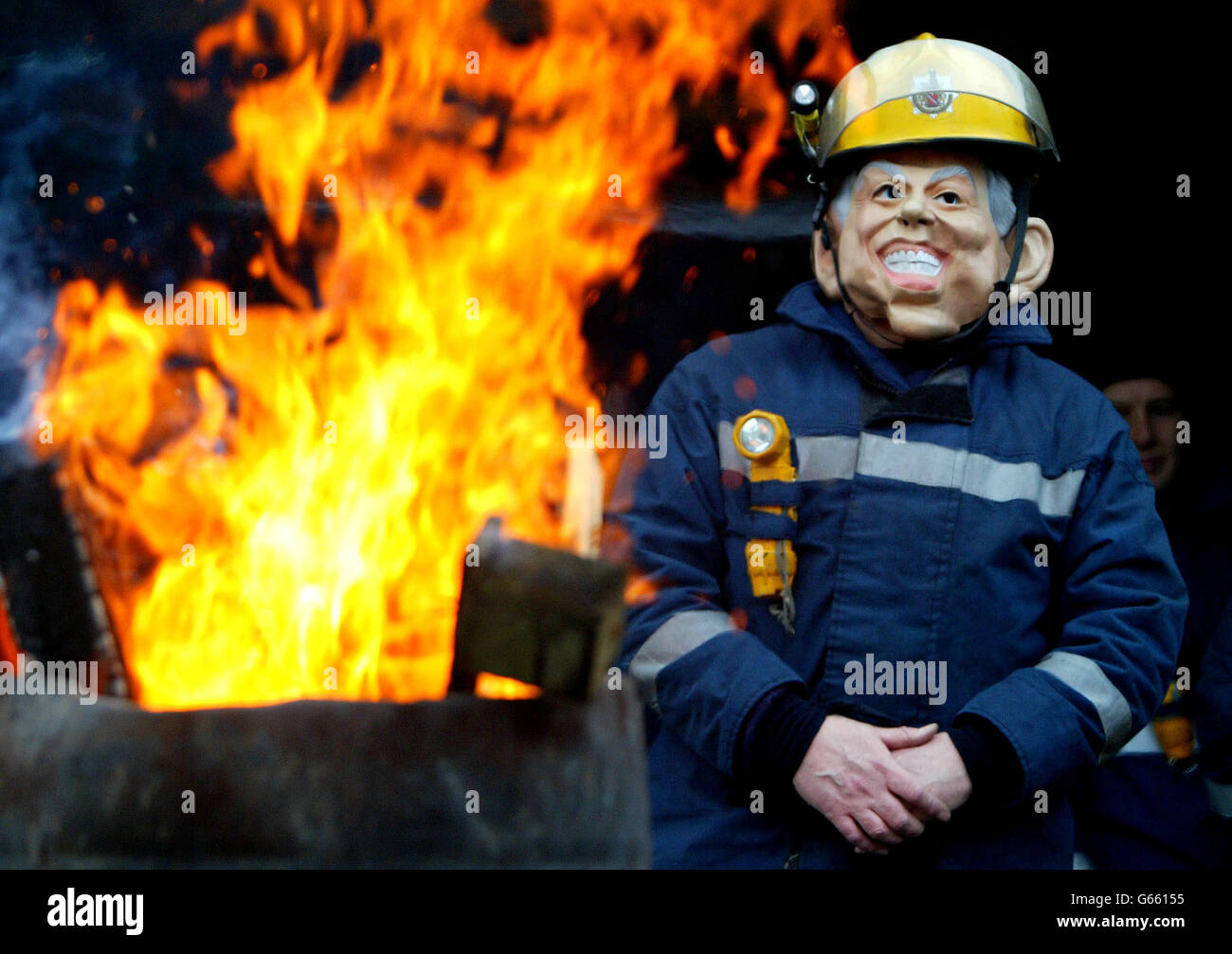 Public service firemen protest pay uniform mask fire politics hi-res ...