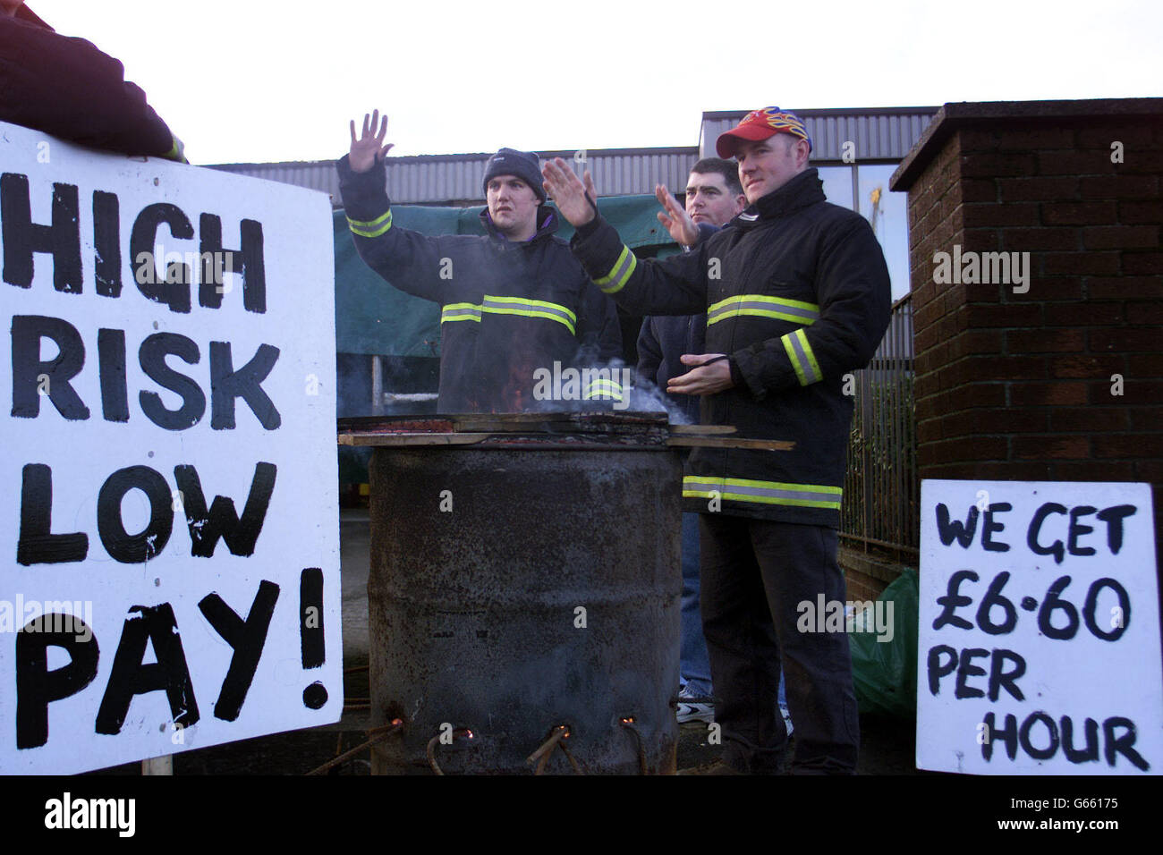 Firefighters man a picket line in Belfast as part of a nationwide 24 ...