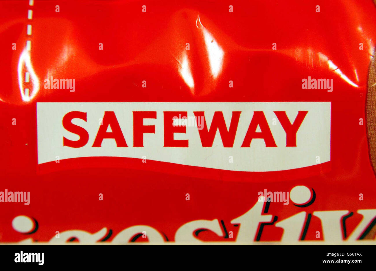 Safeway logo displayed on a product, at a store in London Stock Photo ...