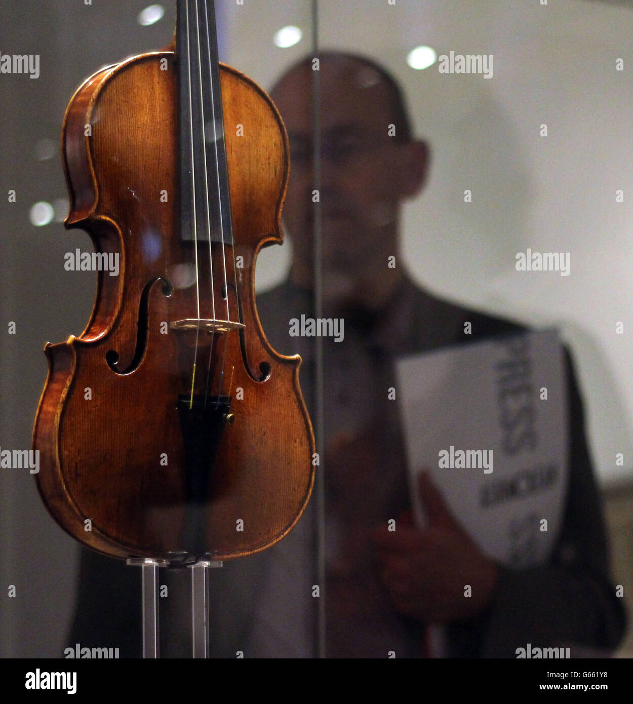 A Stradivarius violin at the new Stradivarius exhibition at the ...