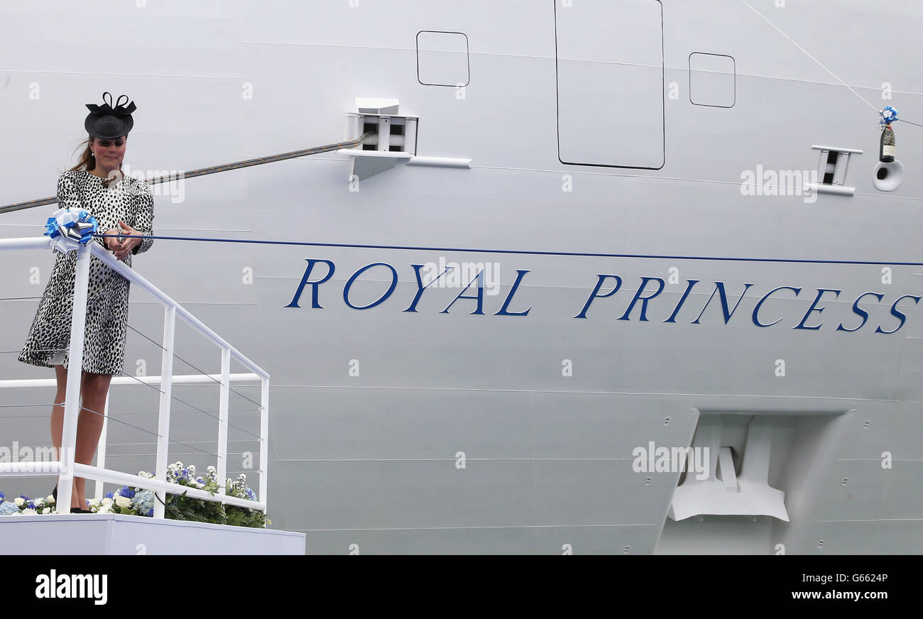 Duchess names cruise liner Stock Photo - Alamy