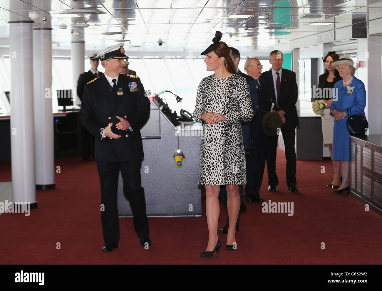 The Duchess of Cambridge with Captain Tony Draper during her tour of ...
