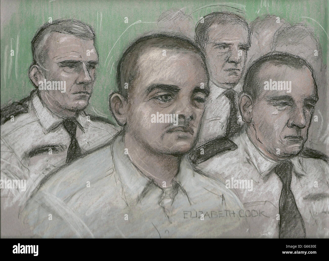 Court artist sketch dated 07/02/2013 by Elizabeth Cook of Dale Cregan ...